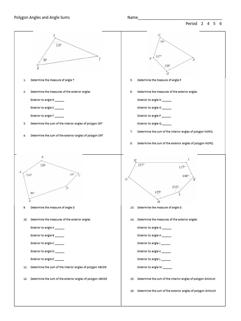 Polygon Angle Formulas Interior and Exterior 2022 PDF | PDF | Angle | Polygon