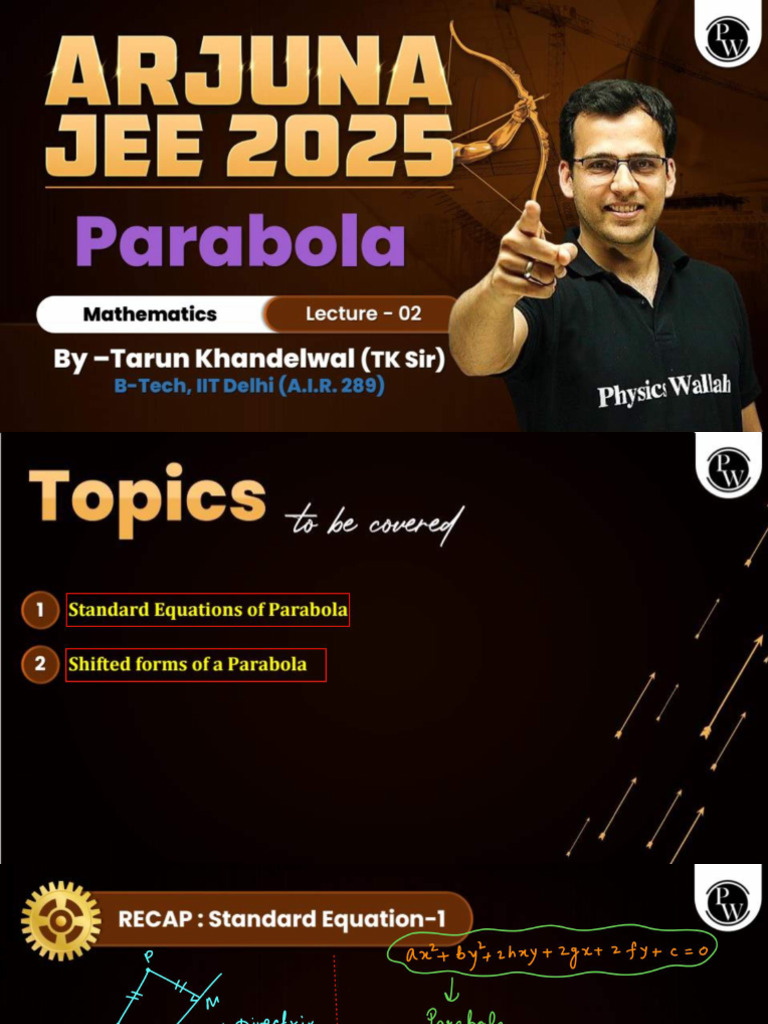 Parabola 02 - Class Notes - Arjuna JEE 2025 | PDF