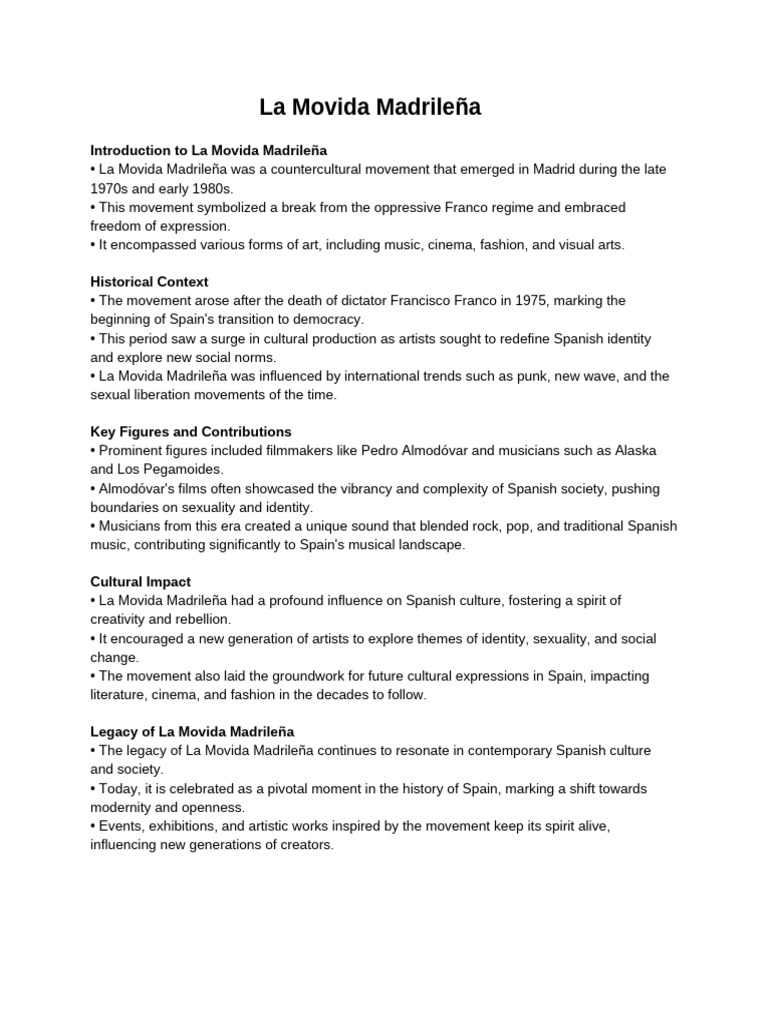 La Movida Madrileña | PDF