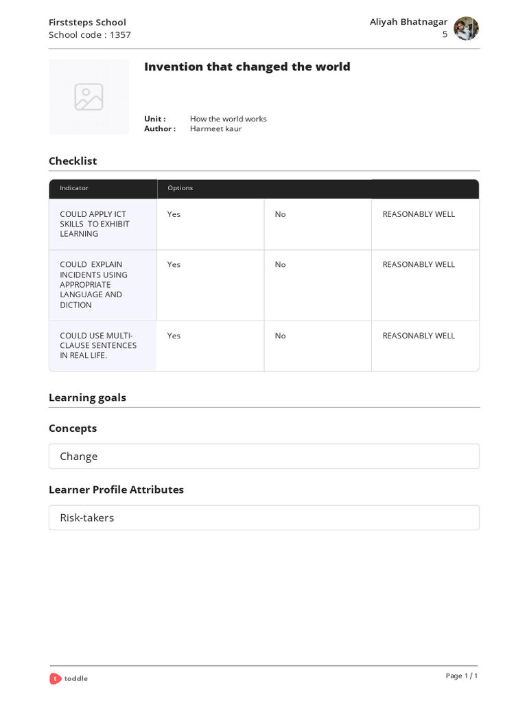 Aliyah's evaluation | PDF