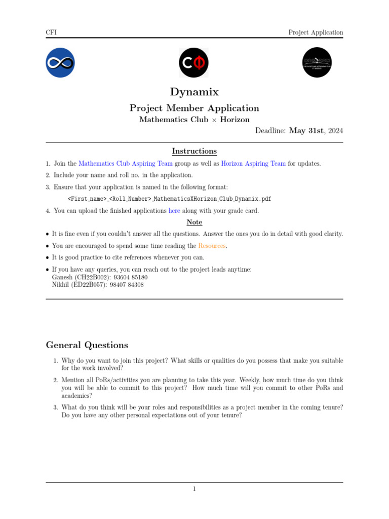 Dynamix Project Member Application | PDF | Category Theory | Functions And Mappings
