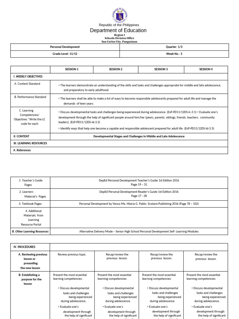 Quarter 1 - Week 3 Devt - L Stages & Challenges | PDF | Adolescence | Human Development