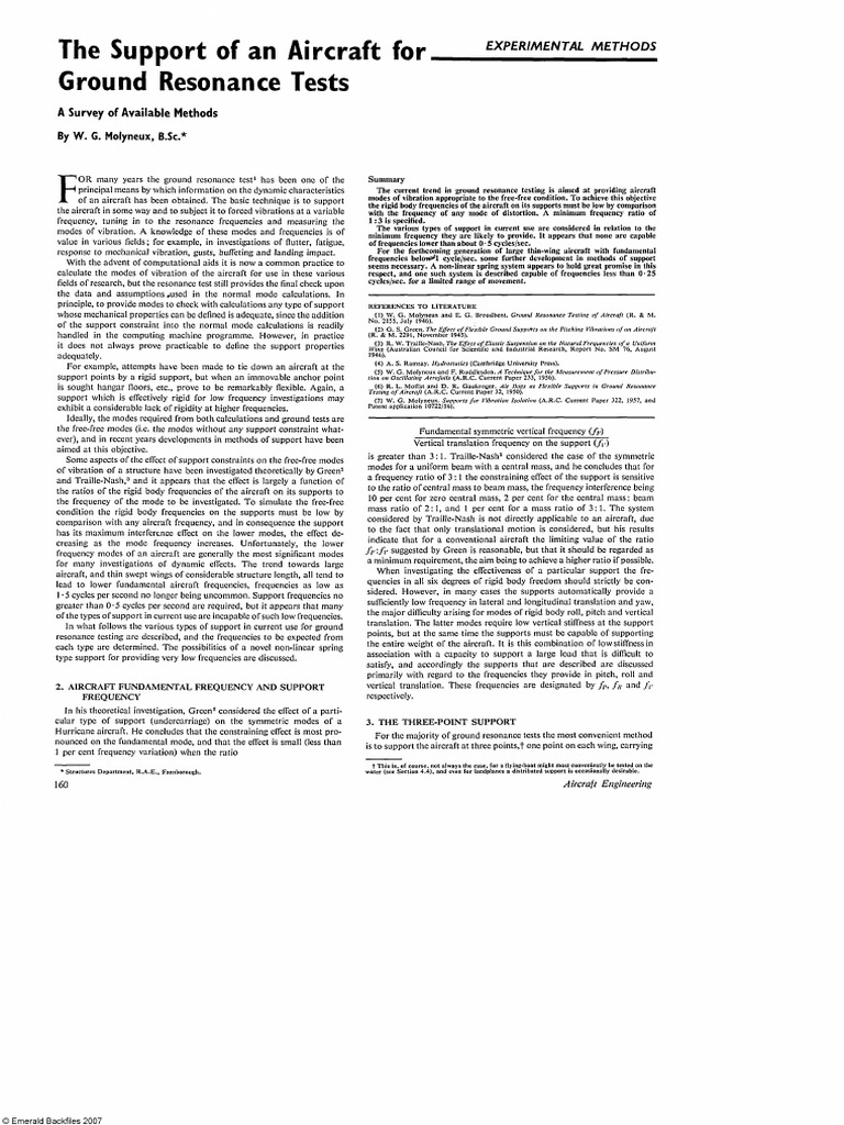 Molyneux - 1958 - The Support of An Aircraft For Ground Resonance Te ...