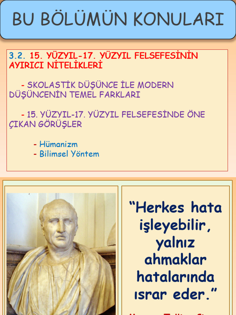 11.sinif Felsefe Dersi 15. Yuzyil 17. Yuzyil Felsefesinin Ayirici Ozellikleri Ders Notu | PDF