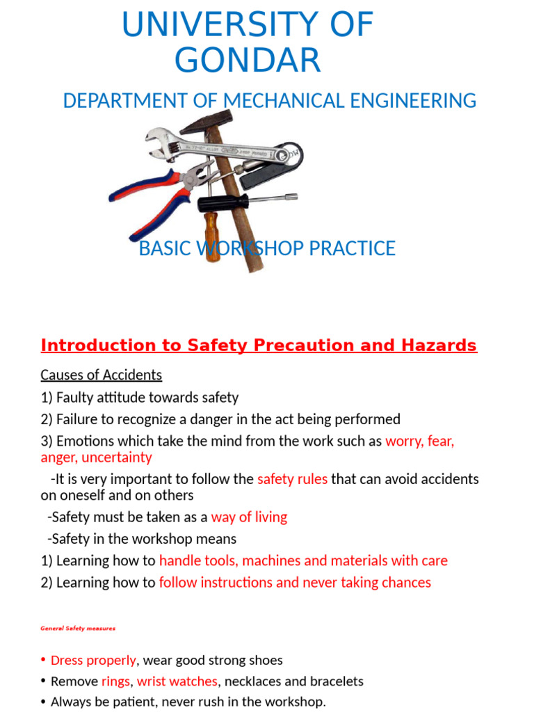Basic Workshop Safety and Tools Guide | PDF | Tools