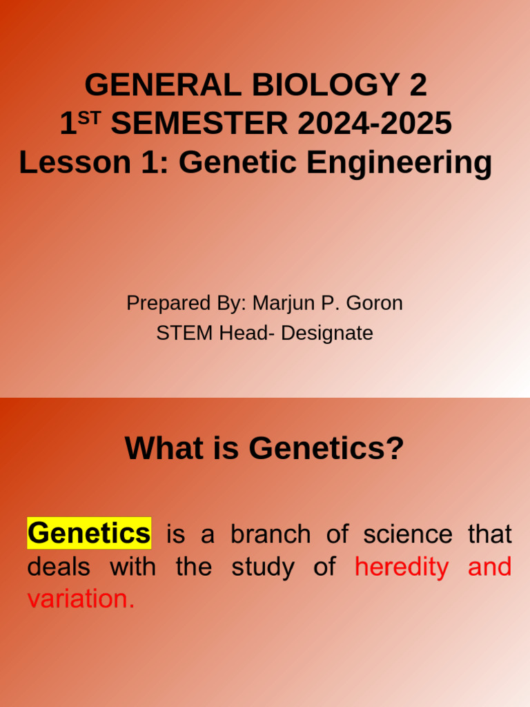 lesson-1-Genetic-Engineering | PDF | Genetic Engineering | Recombinant Dna