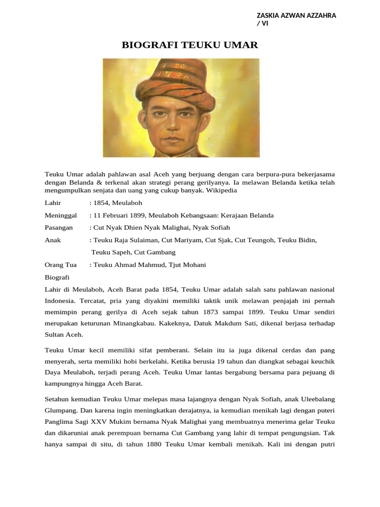 Biografi Teuku Umar | PDF