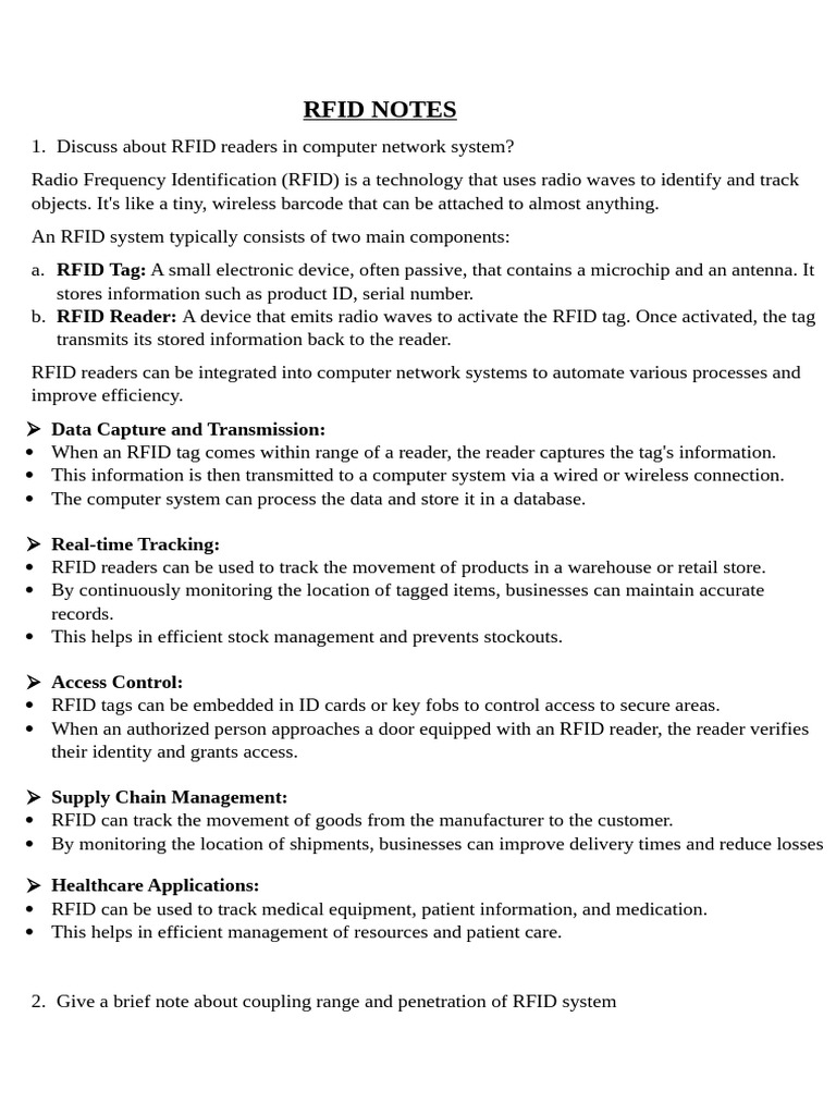 RFID_NOTES | PDF | Radio Frequency Identification | Sensor