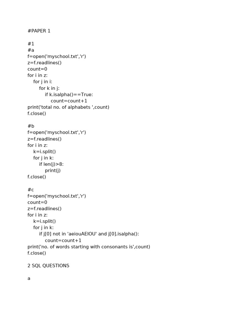 Computer science practical exam sample CBSE | PDF | Sql | Data Management Software