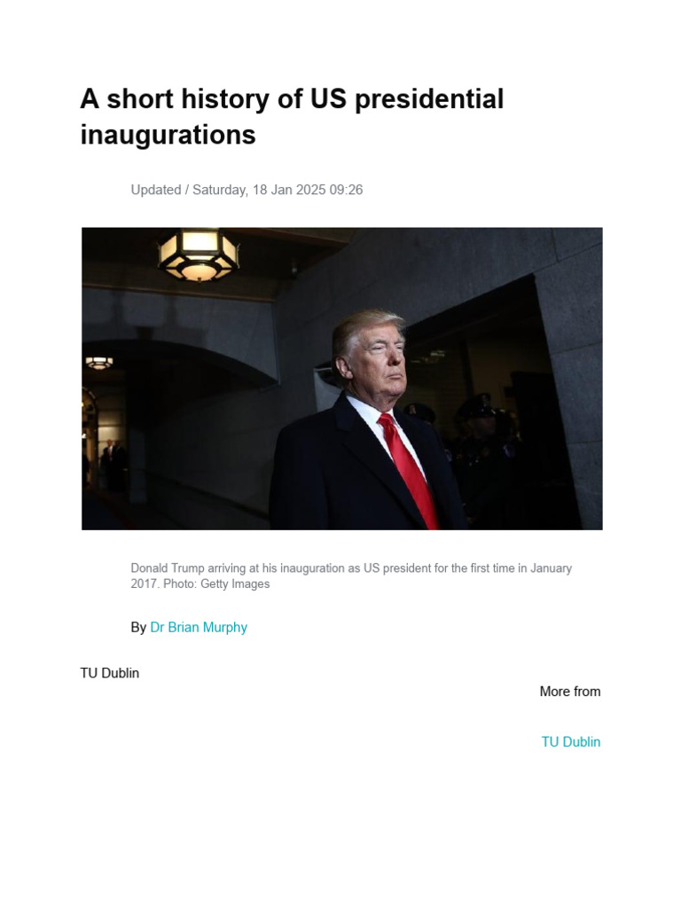 A Short History of US Presidential Inaugurations | PDF | United States ...