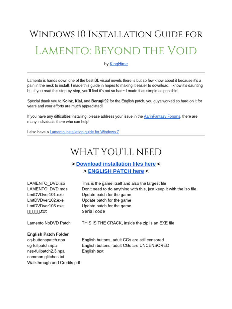 Lamento Installation Guide Win10 | PDF | Microsoft Windows | System Software