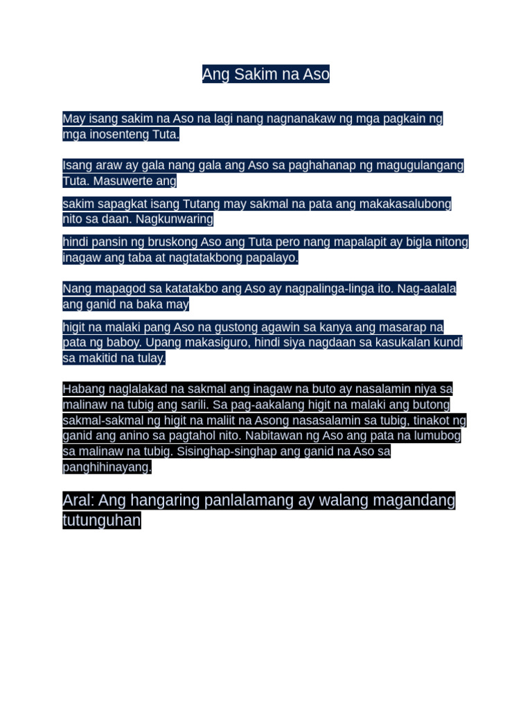 Ang Sakim Na Aso | PDF