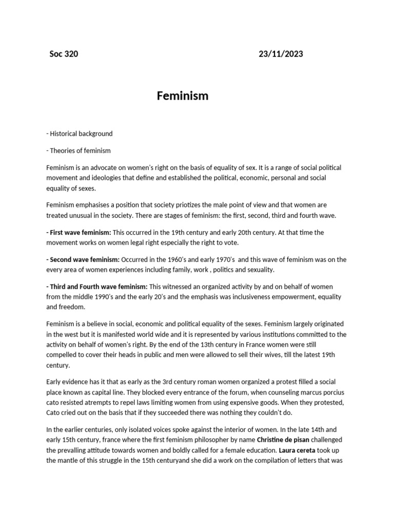 soc 320 new | PDF | Gender Studies | Feminism