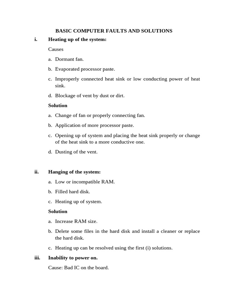 Basic Computer Faults and Solutions | PDF | Computer Virus | Usb