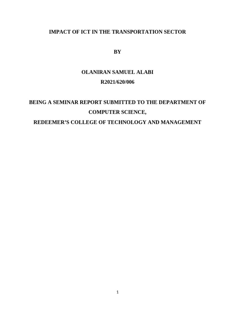ICT's Transformative Impact on Transportation | PDF | Transport | Mode ...