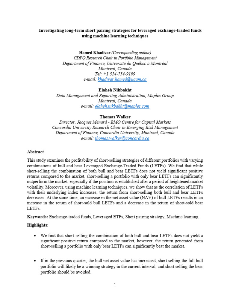 Long-Term Short Pairing Strategies | PDF | Regression Analysis ...