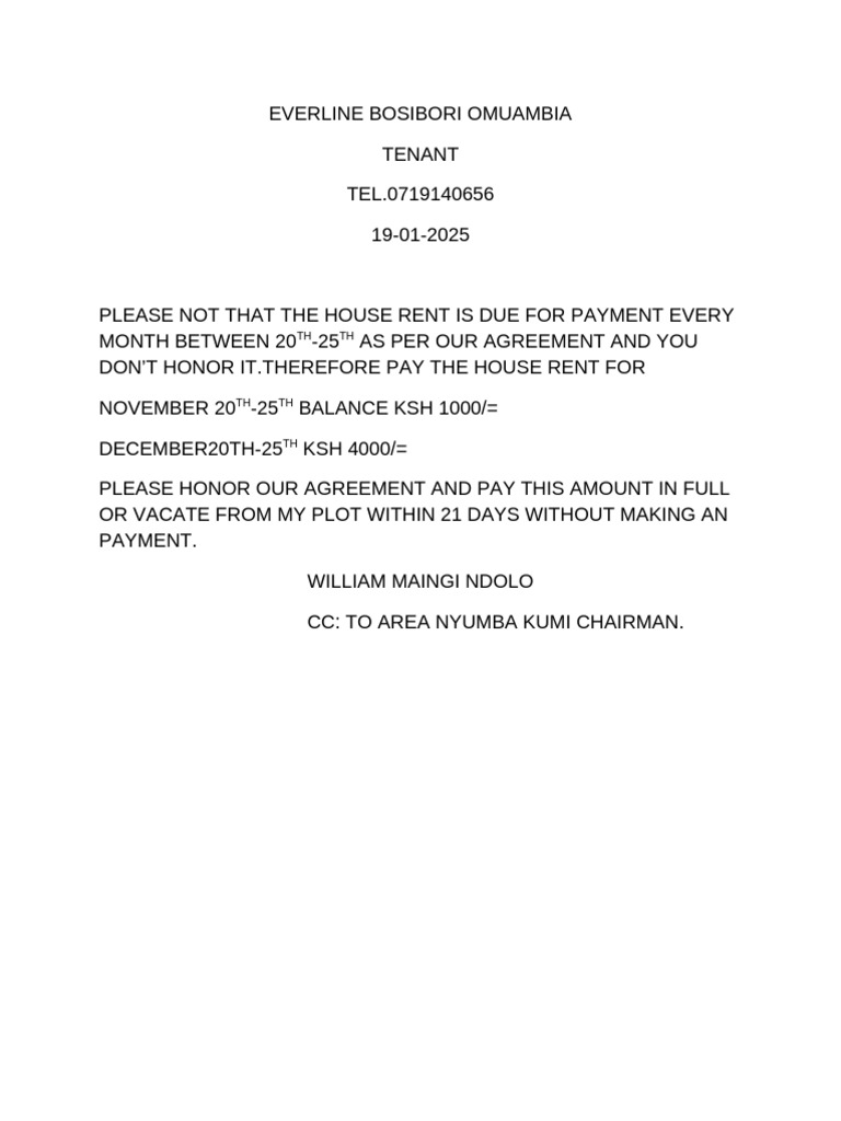 Rent Payment Reminder Notice | PDF