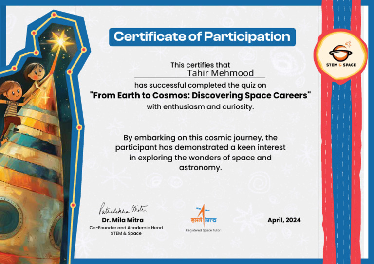 Earth To Cosmos Certificate | PDF