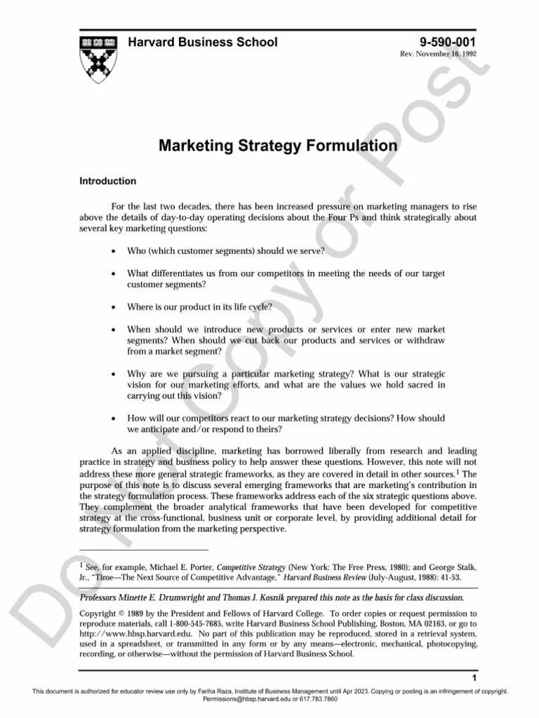 Marketing Strategy Formulation | PDF