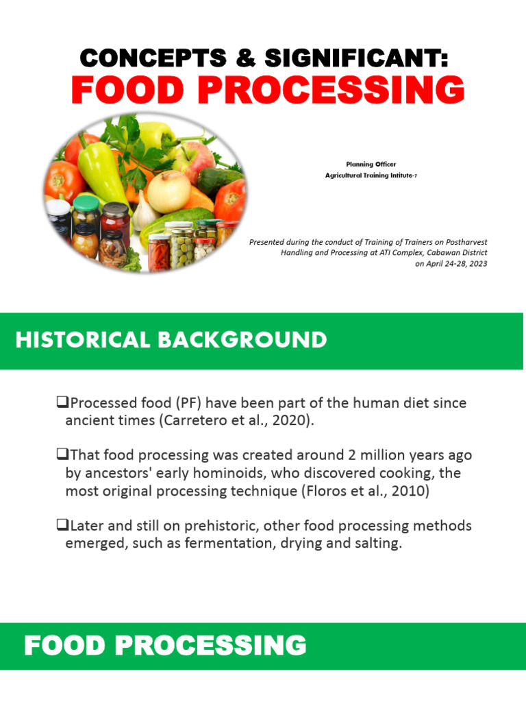 Concept and Significants of Food Processing | PDF | Food Processing | Foods