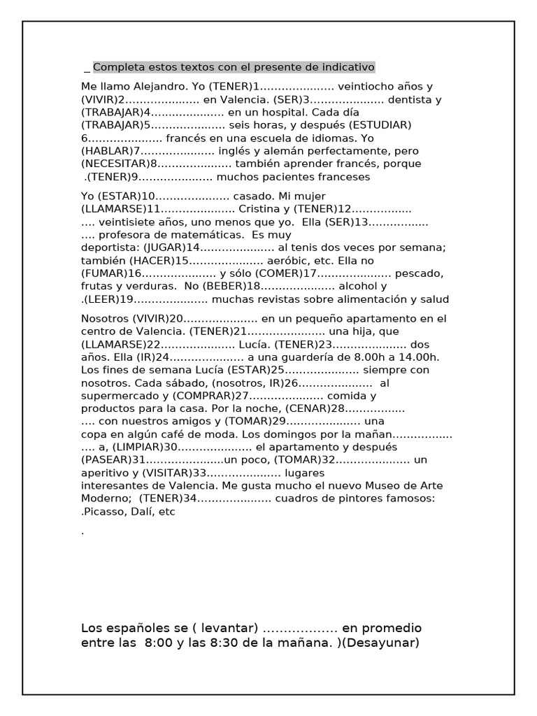 Textos Del Presente de Indicativo | PDF