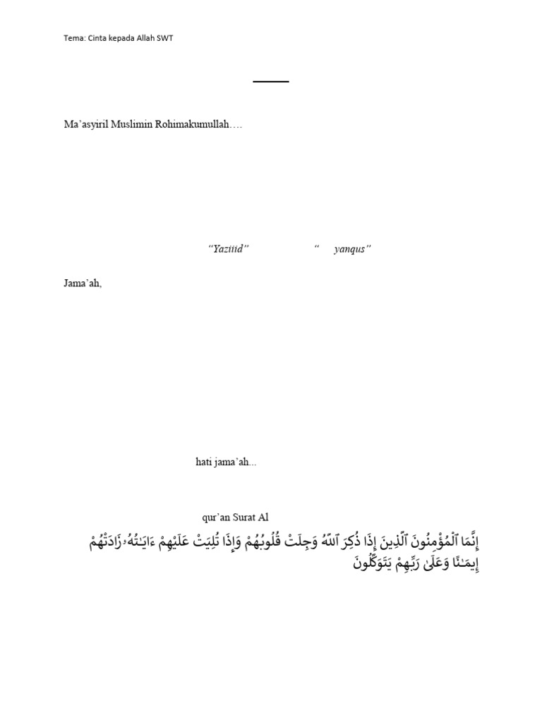 JAIM - YAHYA (cinta kepada Allah SWT) | PDF