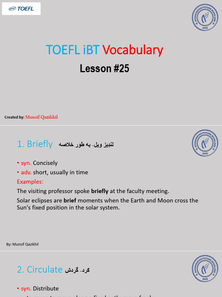 Lesson #11 Words TOEFL IBT | PDF