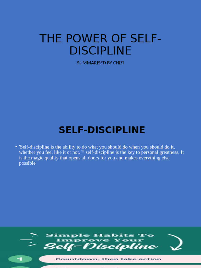 The Power of Self-Discipline | PDF | Disciplines | Behavior Modification