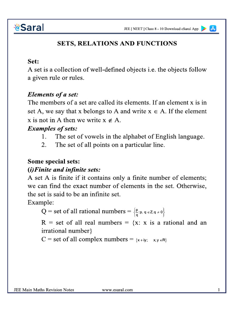 SET and RELATION | PDF