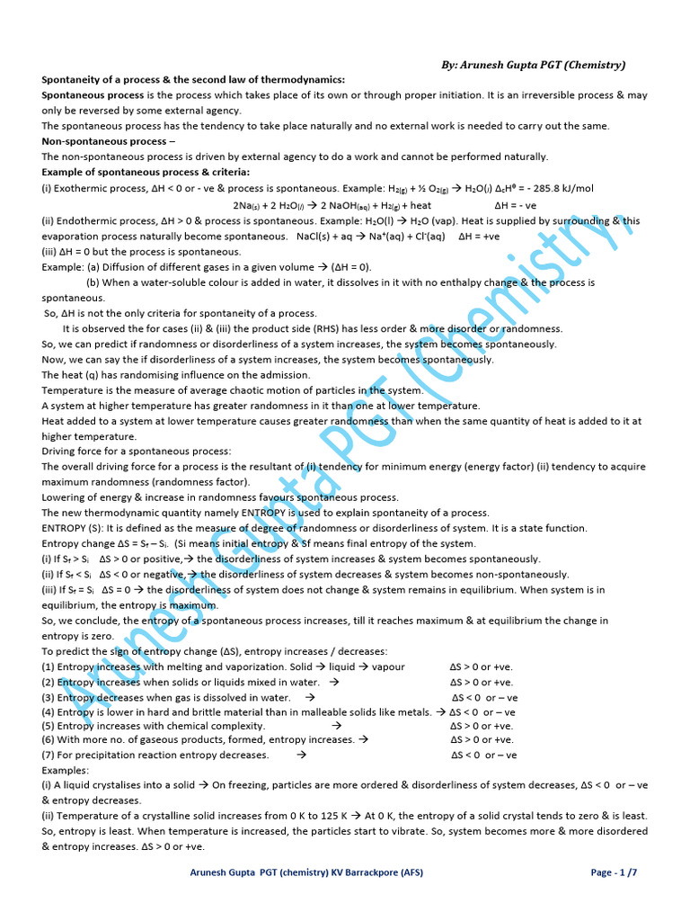 Chapter 6 Thermodynamics - Notes. | PDF | Gibbs Free Energy | Entropy