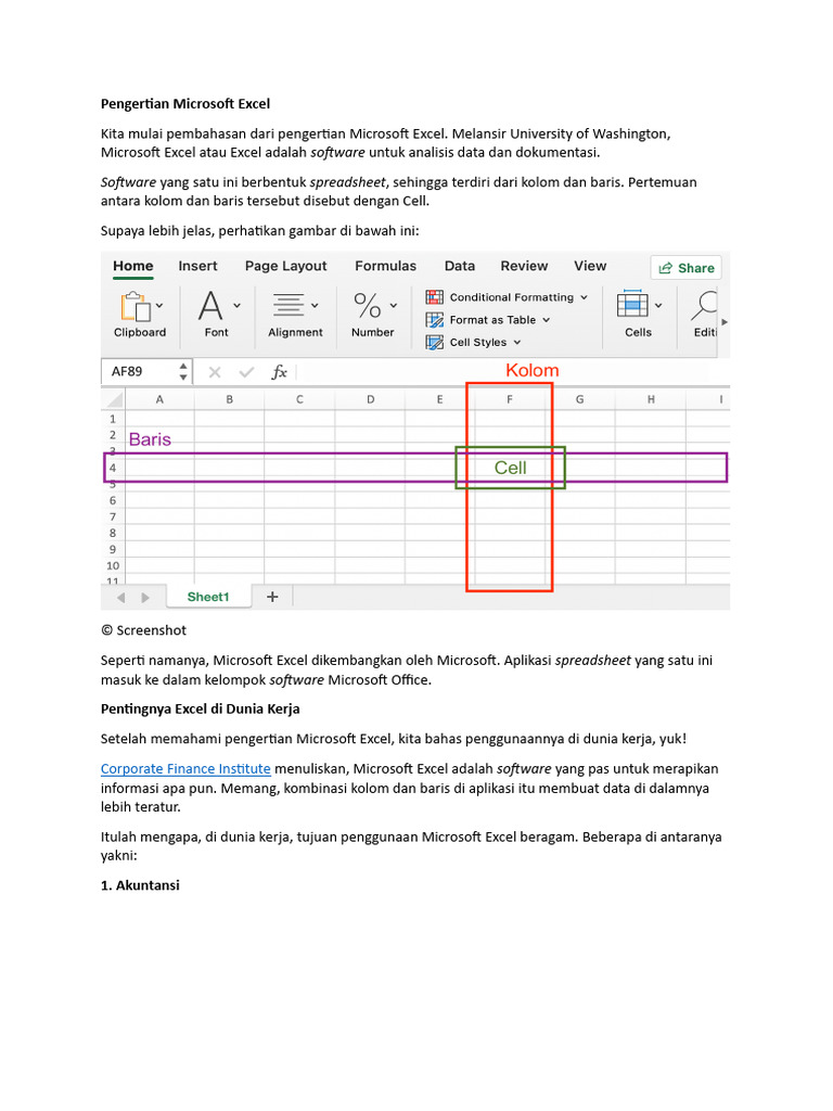 Pengertian Microsoft Excel dan Fungsinya | PDF