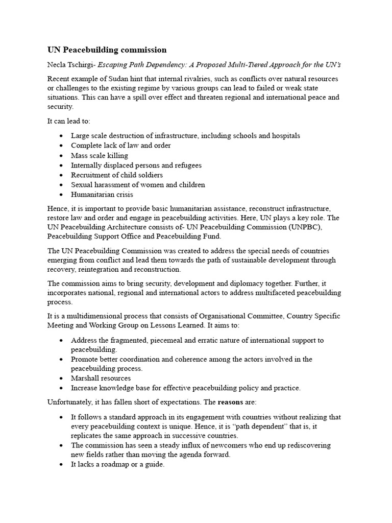 UN Peacebuilding Commission | PDF | Peacebuilding | Humanitarian Aid