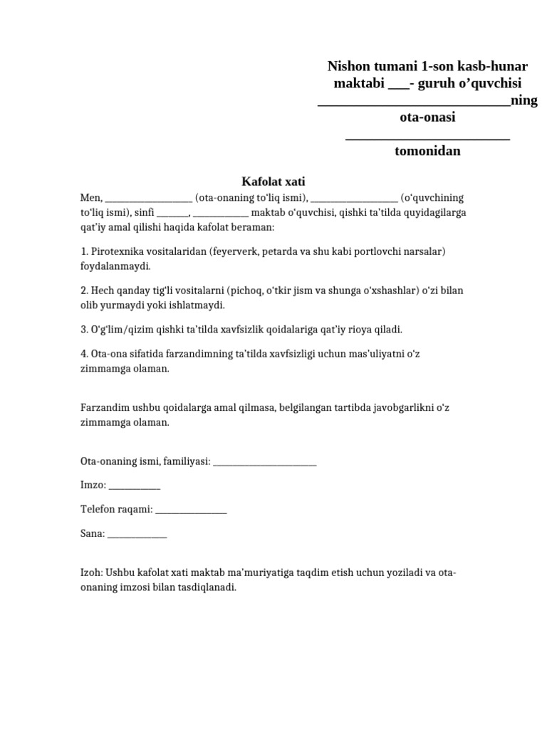 Kafolat Xati | PDF