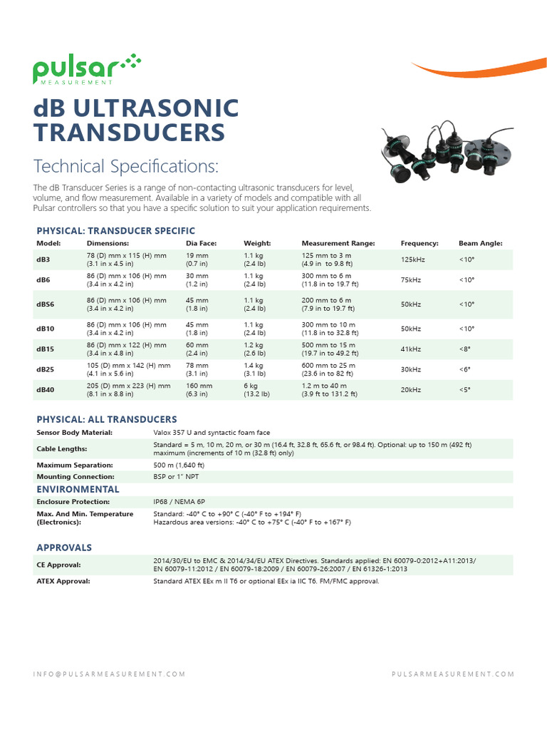 DB Ultrasonic Transducers Datasheet | PDF | Ultrasound | Classical ...