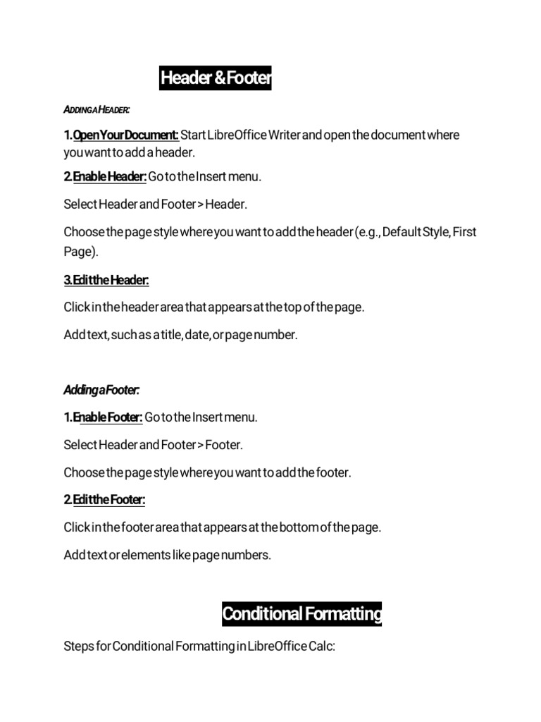 Adding Headers and Footers in LibreOffice | PDF