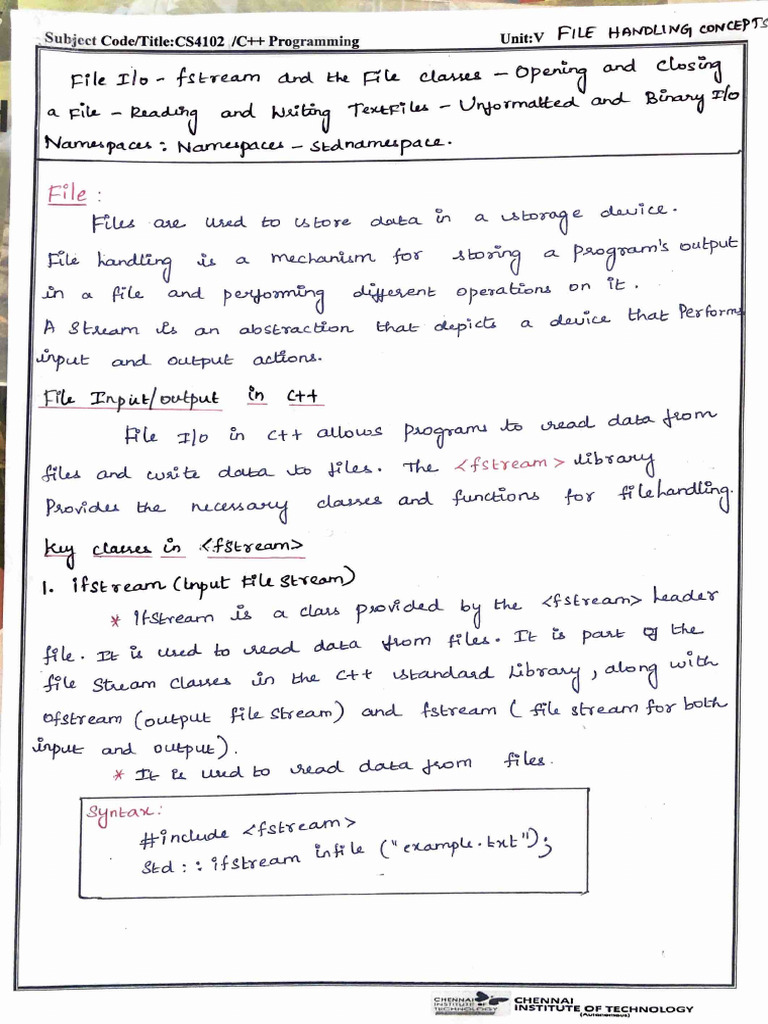 C++ File Handling Concepts | PDF