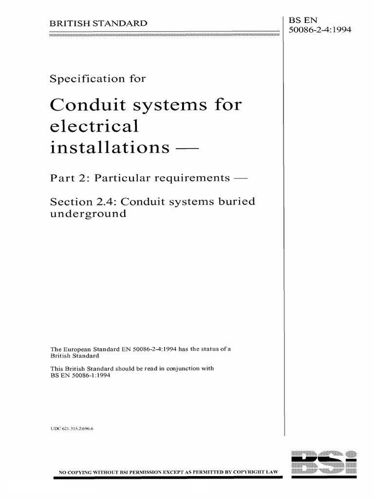 BS en 50086-2-4-1994 (1999) | PDF | Pipe (Fluid Conveyance)
