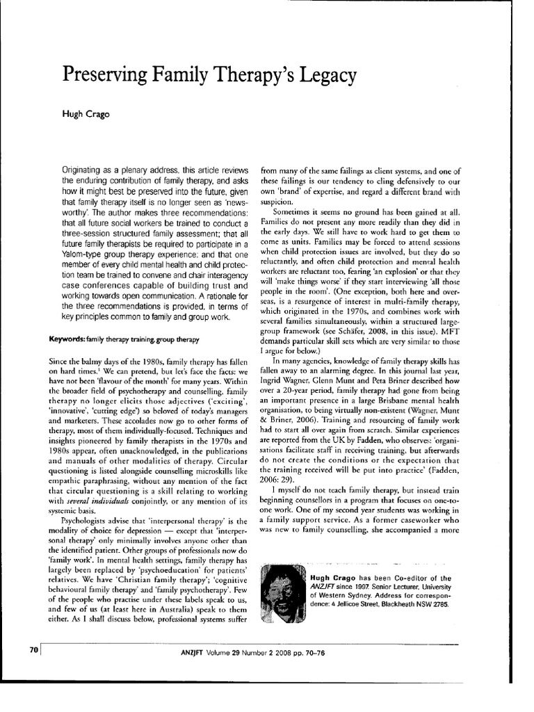 Preserving Family Therapy's Legacy. - EBSCO | PDF