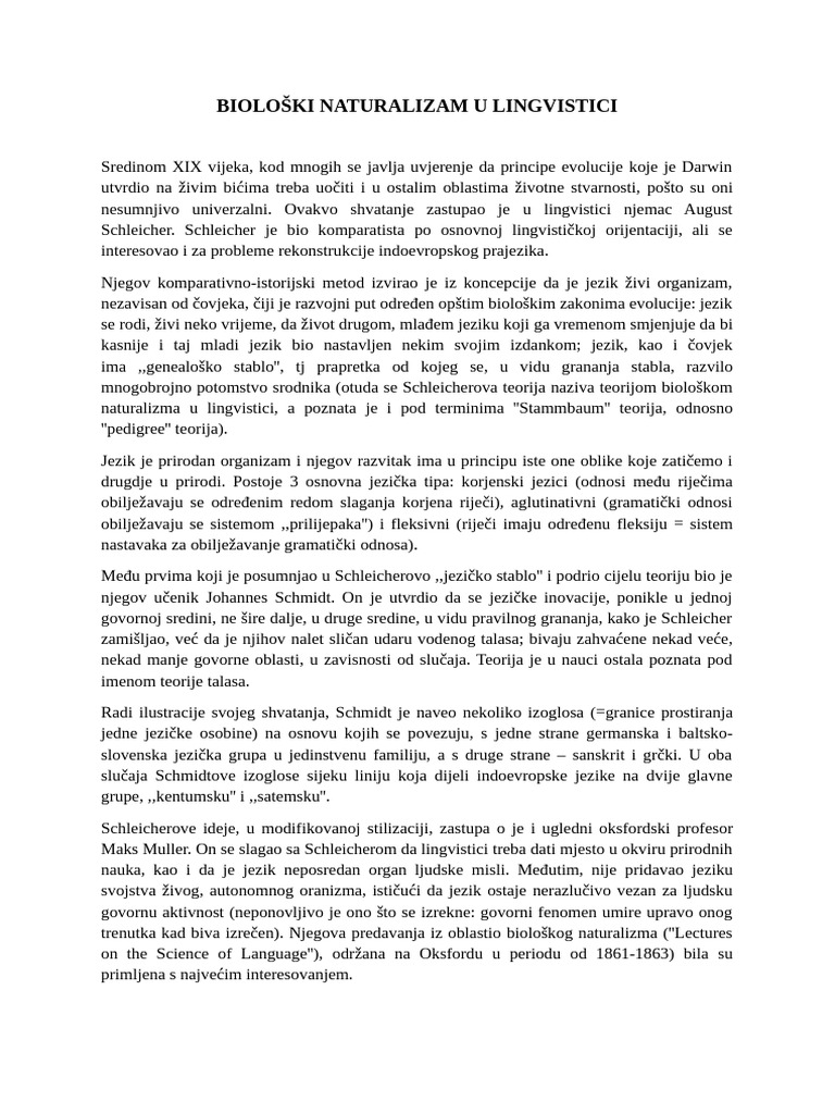 Biološki Naturalizam U Lingvistici | PDF
