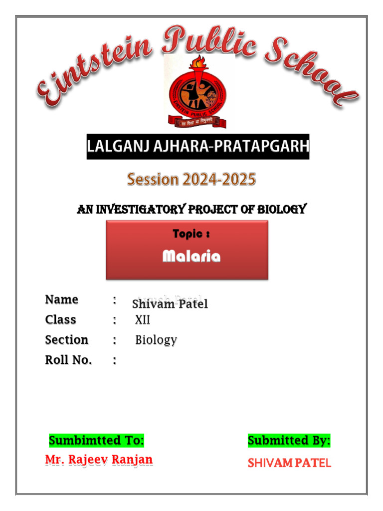 Class 12 Malaria Investigatory Project | PDF | Malaria | Mosquito