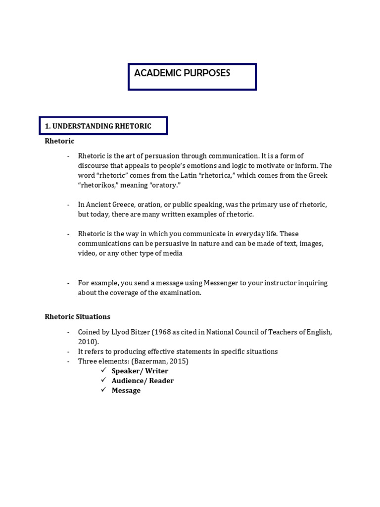 Chapter 4 Topic 1.1 Academic Purposes | PDF | Rhetoric | Public Speaking