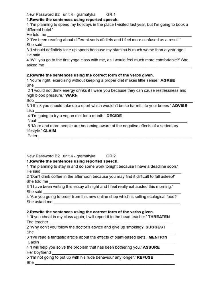 New Password B2 Unit 4 - Gramatyk | PDF