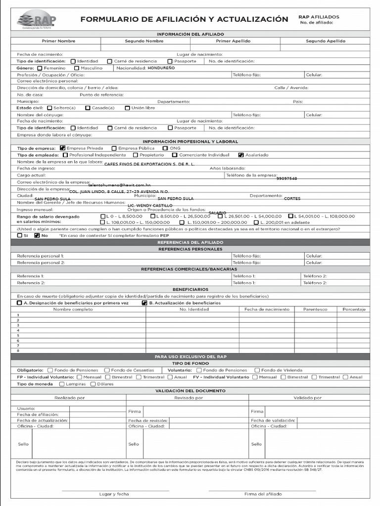 Formulario Rap Editable | PDF