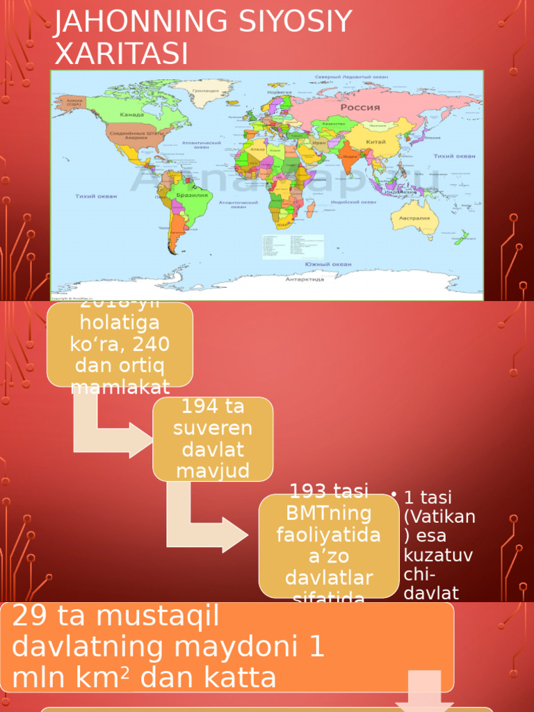 9-Sinf. Geografiya. Jahonning Siyosiy Xaritasi | PDF