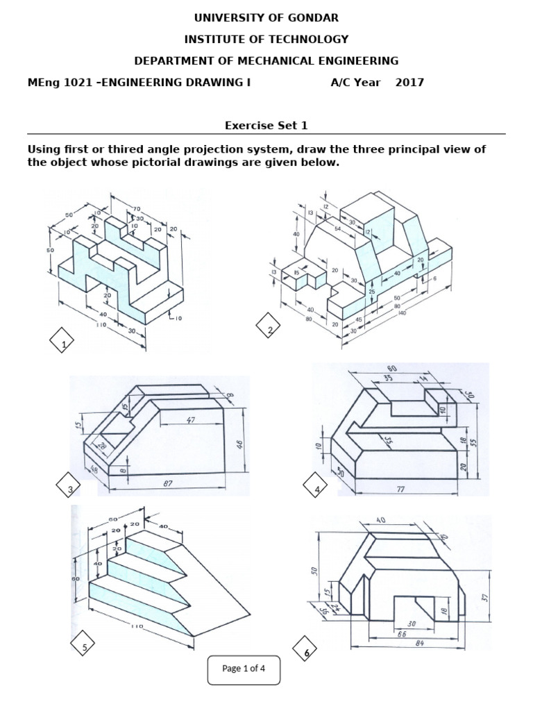 Engineering Drawing Exercise Set | PDF