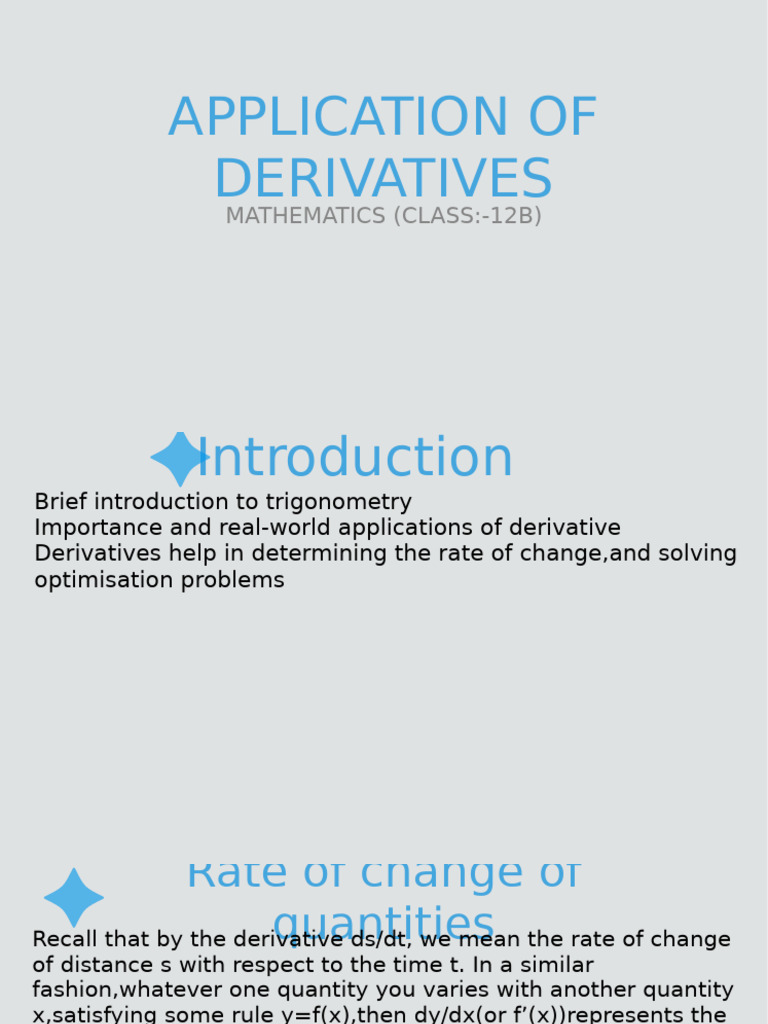 Application Of Derivative Pdf Derivative Function Mathematics