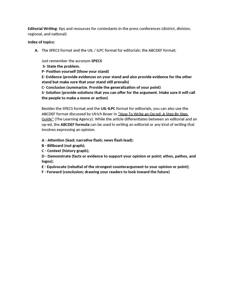 Editorial Writing Guide 101 | PDF | Argument | Cognition