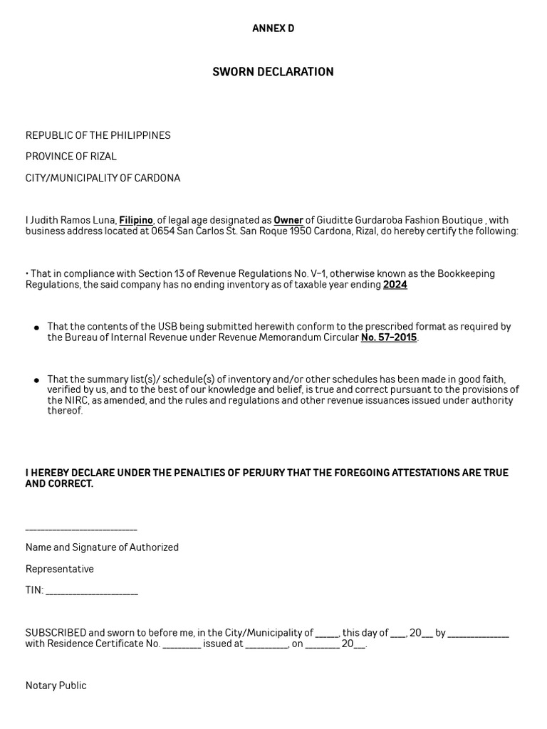 Sworn-Declaration-inventory-1.docx 20250118 204818 0000 | PDF