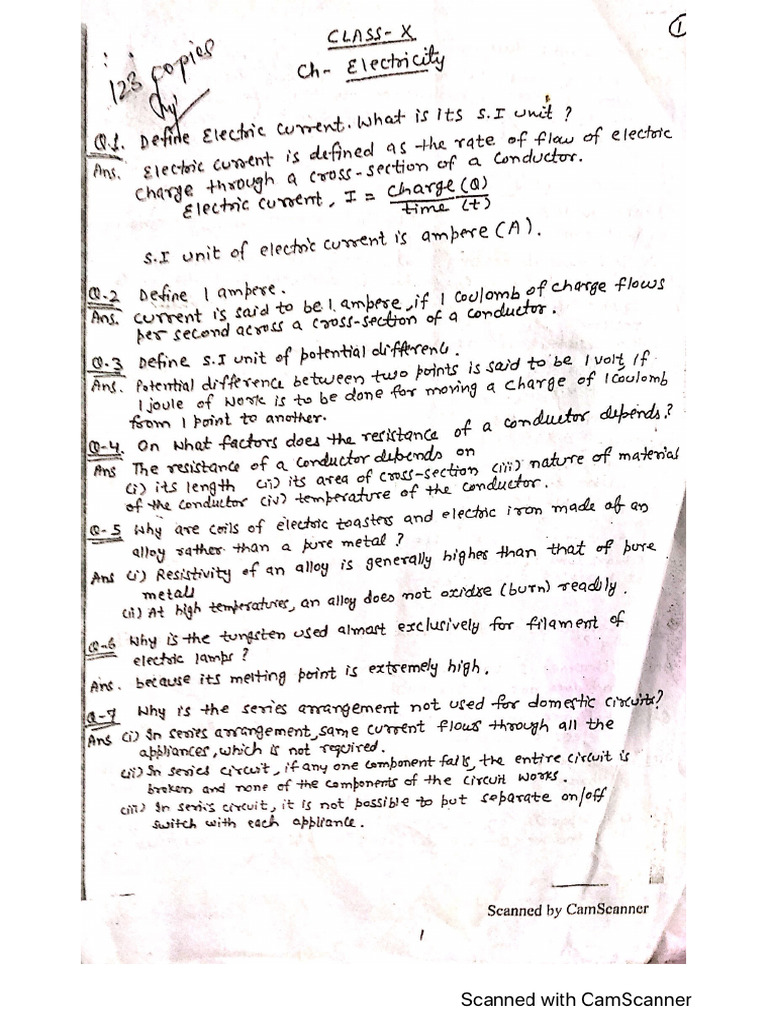 Ch12 Electricity Important QNA | PDF