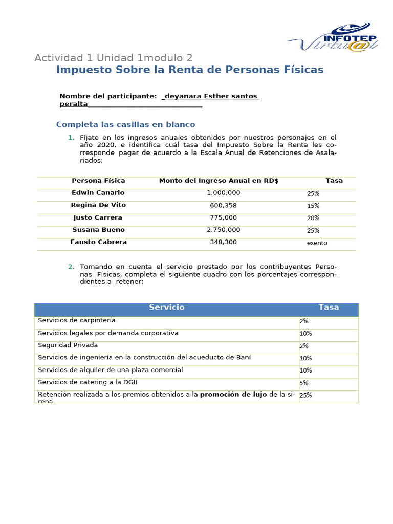 Actividad 1 Unidad 1 Modulo 2 ISR | PDF | Finanza pública | Microeconomía
